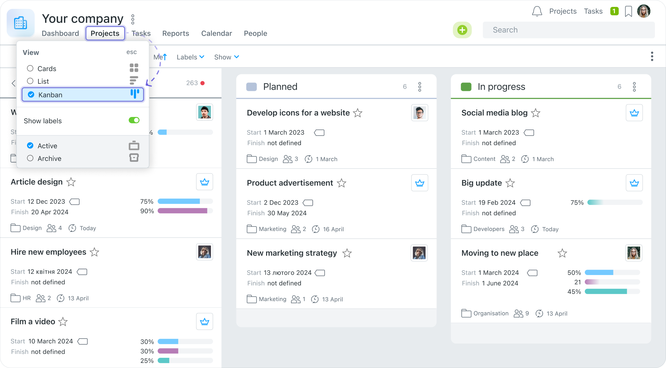 Worksection Kanban updates: project Kanban, due dates Kanban and new ...