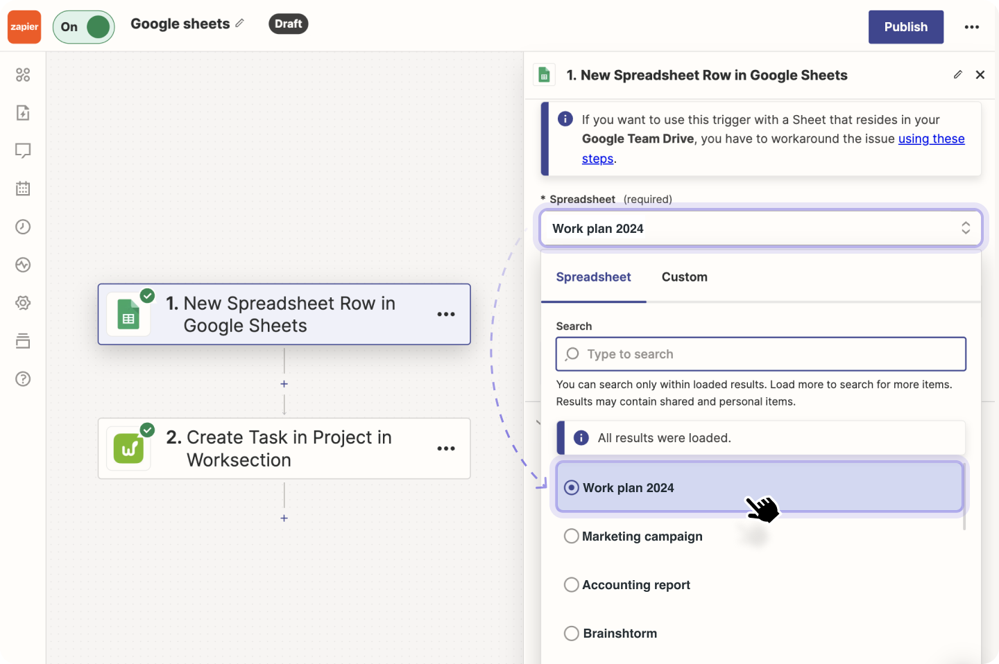 Assign tasks automatically: Google Sheets + Worksheet — Worksection Blog